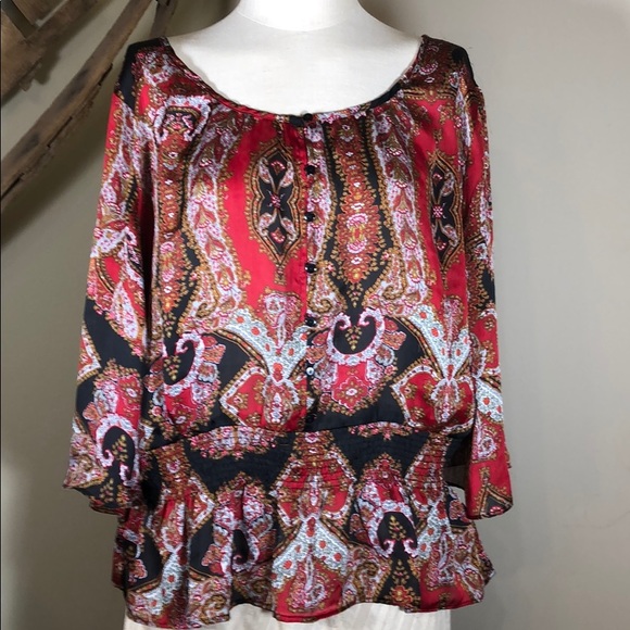 Cato | Tops | Gypsy Hippie Boho Blouse Loose And Flowing | Poshmark